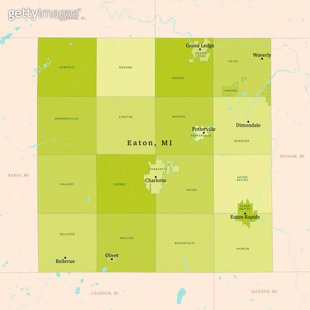 MI Eaton County Vector Map Green 이미지 (2148150786) - 게티이미지뱅크