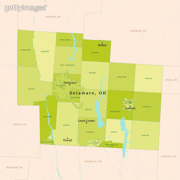 OH Delaware County Vector Map Green 이미지 (1919560716) - 게티이미지뱅크