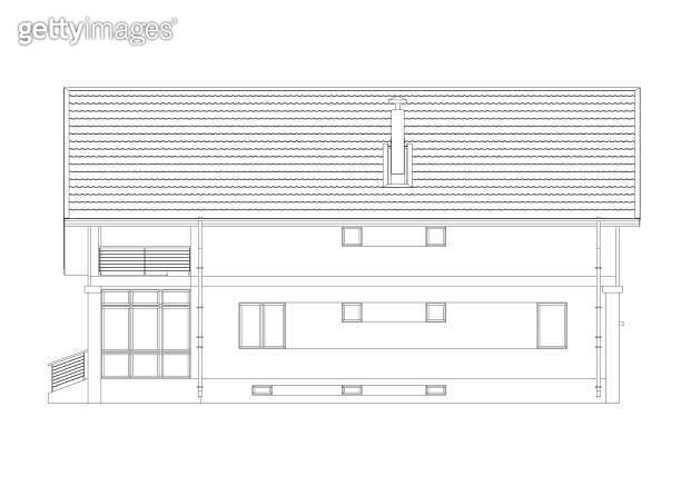 Outline suburban house model. Drawing of the modern building. Cottage ...