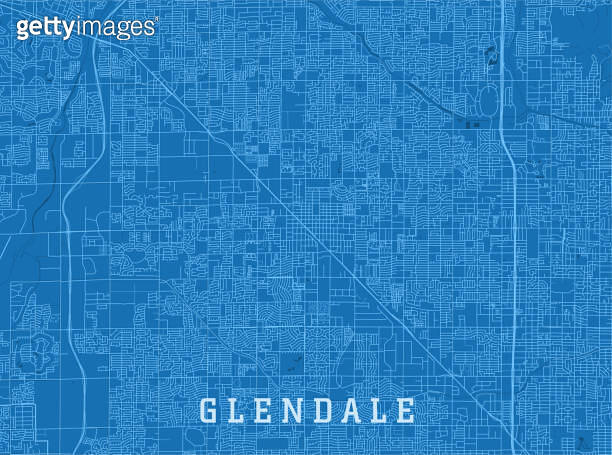 Glendale AZ City Vector Road Map Blue Horizontal 이미지 (2157418736) - 게티이미지뱅크