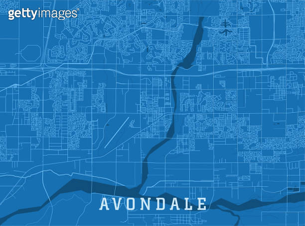 Avondale AZ City Vector Road Map Blue Horizontal 이미지 (2157098515) - 게티이미지뱅크
