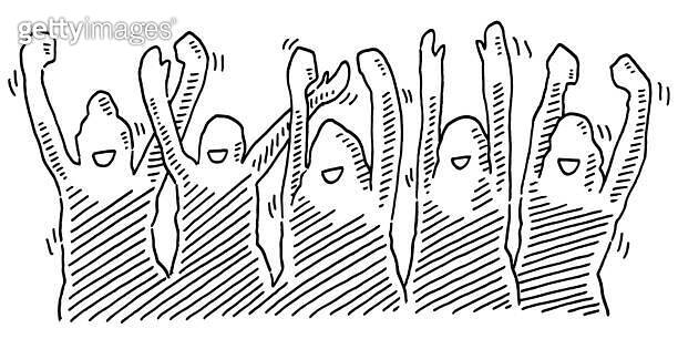Group Of Cheering Women Drawing 이미지 (2148967587) - 게티이미지뱅크