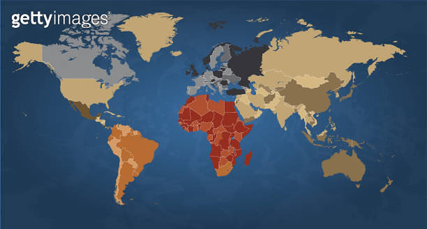 Highly Detailed World Map with Color-Coded Continents for Easy ...