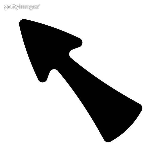 Cartoon arrow cursor icon, diagonal arrow pointer with rounded corners ...