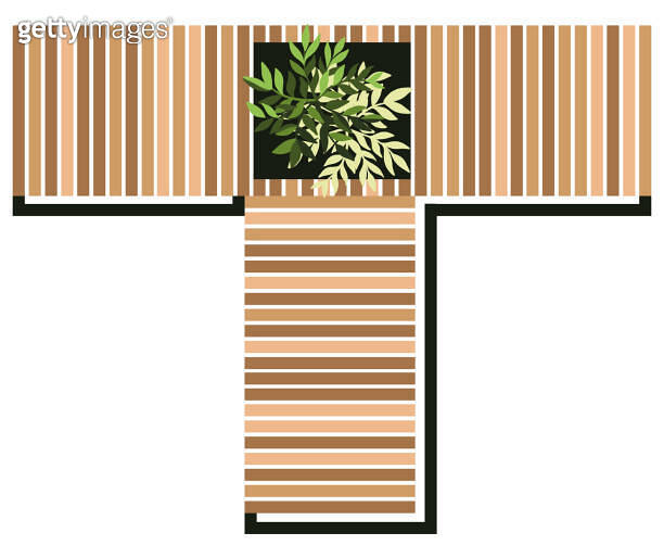 Top view of a bench for the architectural landscape plans. Bench with ...