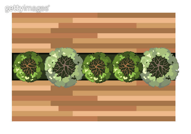 Top view of a bench for the architectural landscape plans. Bench with ...