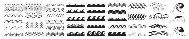 Waves line set. Waves collection vector. Line art wave pack logo design ...