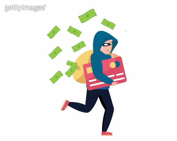 Thief Man Stealing Money From Credit Card Robbery, financial crime ...