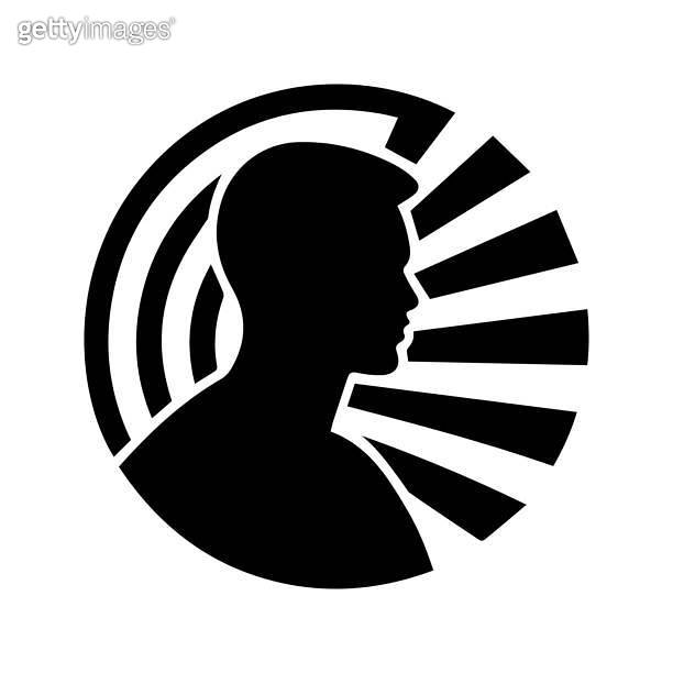 Vector illustration male profile icon. Black round logo of male ...