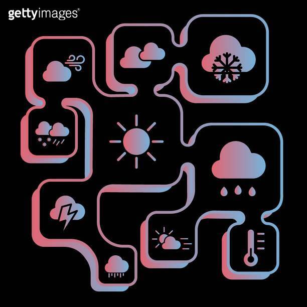 Weather forecast icons. Chromatic full weather icons. Weather symbol ...