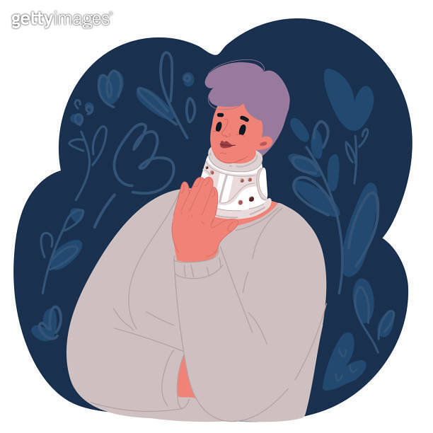 Cartoon vector illustration of Image of Happy woman in cast neck ...