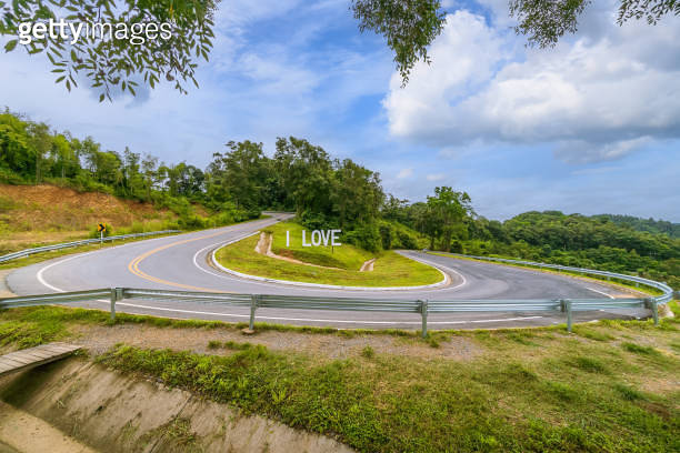 Famous road curve on highway number 1081 from Pua to Bo Kluea district ...