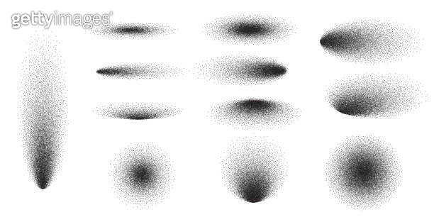 Dot grain noise gradient pattern shape set. Abstract oval and round ...
