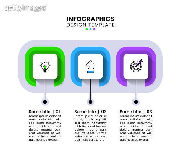 Infographic template. 3 squares with icons and text (2047792642) 일러스트 ...