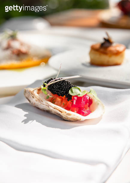 Michelin Fine dining restaurant Appetizers tasting menu at elegant ...