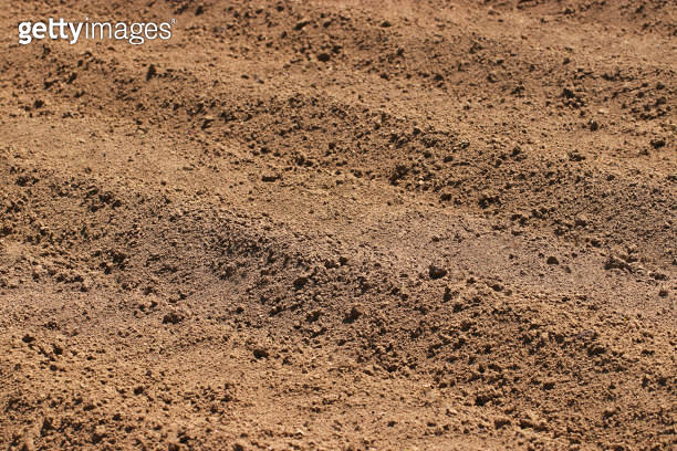 A fertile field with beautiful uniform steps that has been cultivated ...