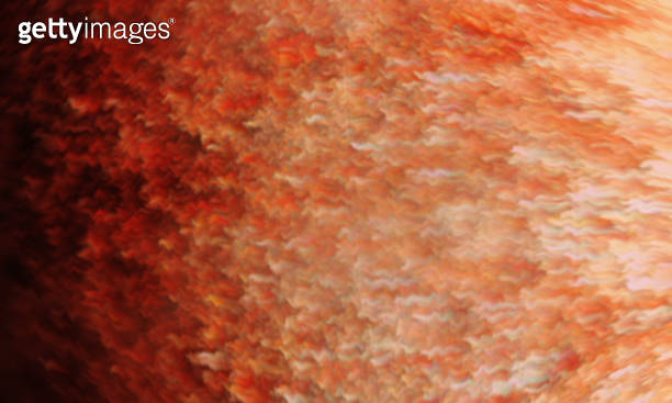 Rust-red cloud-like abstract texture rotating while violently vibrating ...