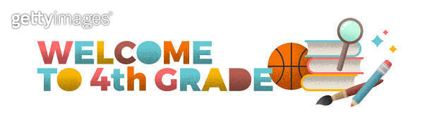 Welcome to 4th grade - banner with school supplies. Vector illustration ...