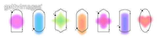 Set of linear frames with blur stippled gradients. Frame with blurred ...