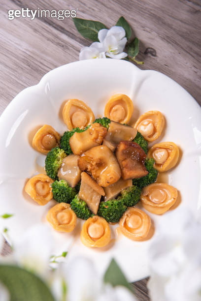 expensive premium braised head abalone with sea cucumber and flower ...