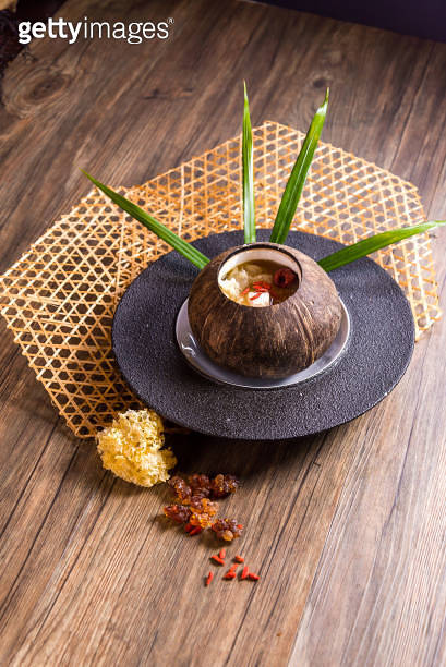 luxury braised stew hashima sweet soup with Chinese herbal in coconut ...