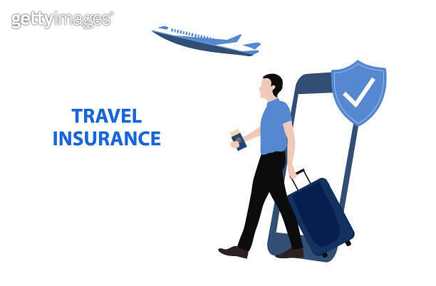 Travel insurance concept. Travel insurance policy with airplane ...