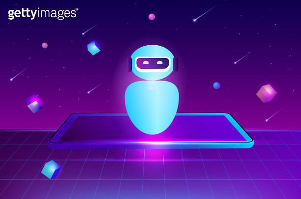 AI chat bot communicate with user. Artificial intelligence answer robot ...