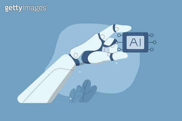 Robot hand holds artificial intelligence chip, AI, Cybernetic technology concept, Technology ...