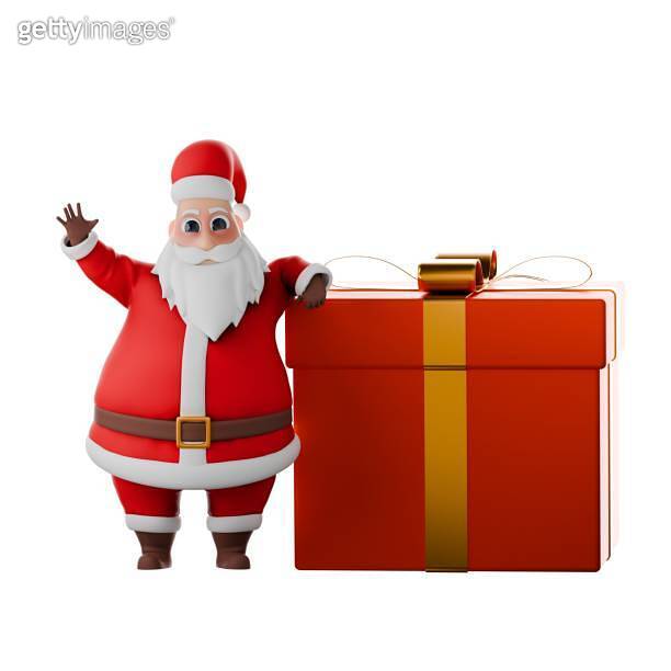 Fat Santa Cartoon Christmas Design. A Santa Claus man stands next to a ...