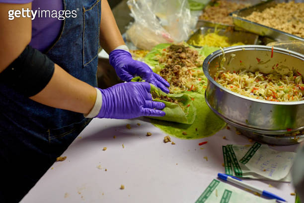 Popiah, also called Taiwanese spring roll usually folded around ...