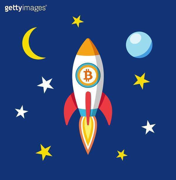Flying rocket with bitcoin symbol 이미지 (2078974700) - 게티이미지뱅크