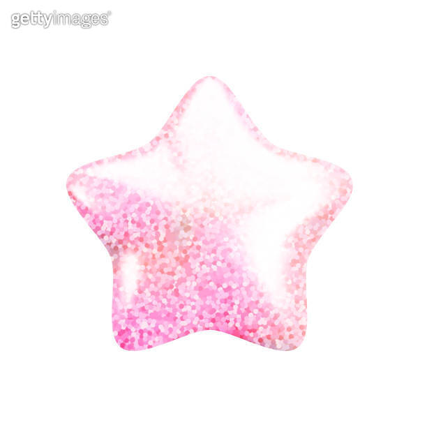 Vector 3d pink glitter textured star icon on white background. Cute ...