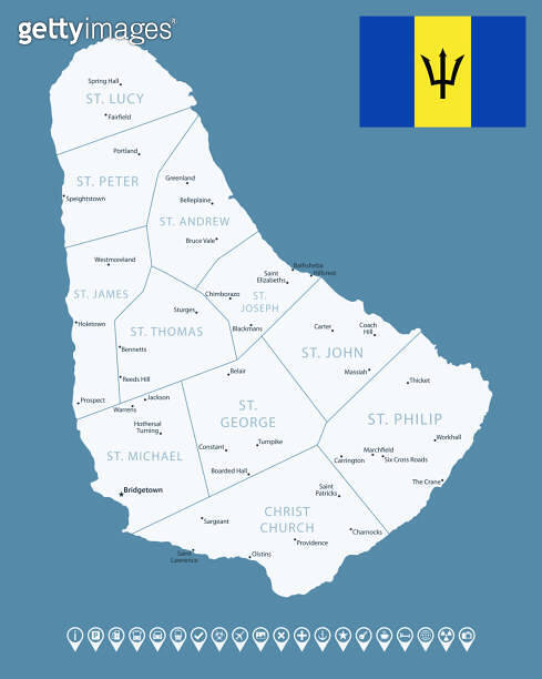 Barbados - detailed country map with cities and regions. Infographic ...
