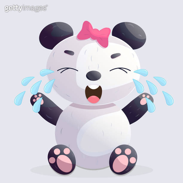 Cute cartoon illustration of a crying panda 이미지 (2148589962) - 게티이미지뱅크