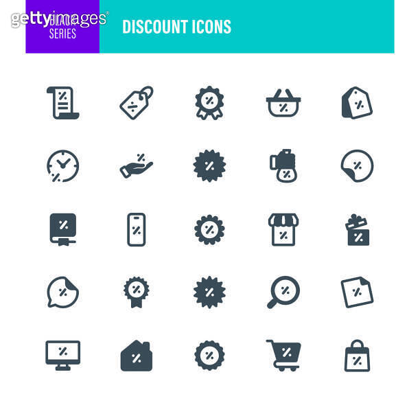Discount Label Icon Set Editable Stroke 이미지 (1987187323) - 게티이미지뱅크