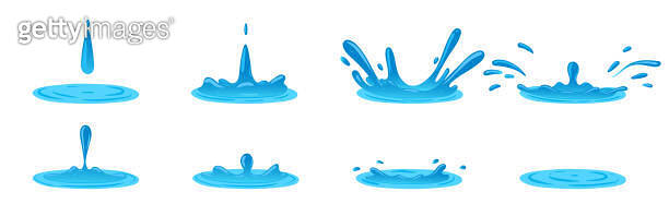 Water splash animation. Dripping water splatter animation, liquid water ...