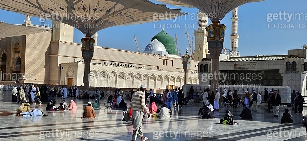 Al Masjid an Nabawi mosque complex. a pilgrimage site with the tomb of ...