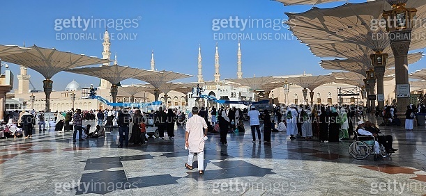 Al Masjid an Nabawi mosque complex. a pilgrimage site with the tomb of ...