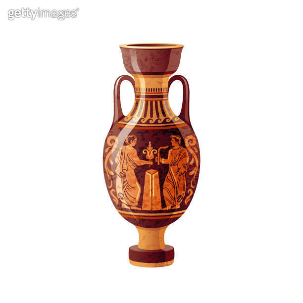 Greek vase. Ancient pottery vector. 3d antique amphora. Greece ...