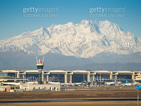 The MXP Milan Malpensa international airport. View of the airport from ...