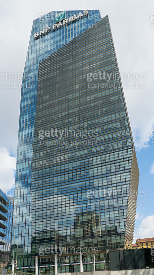 The iconic Diamond tower. Today headquarter of the BNP Paribas bank ...
