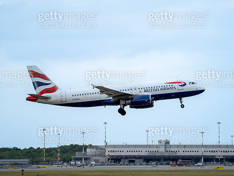 British Airways Airbus A321 neo is landing at MXP Milano Malpensa international airport 이미지 ...