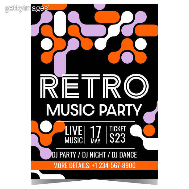 Music party invitation in old retro style with abstract elements on a ...