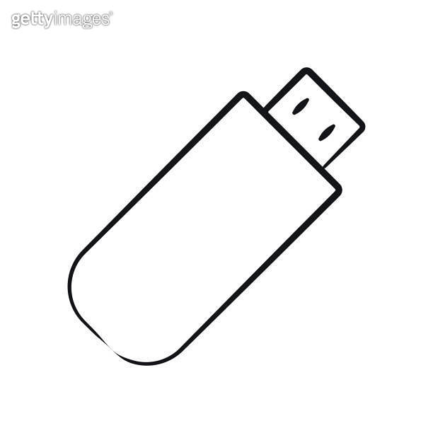 Sketch of USB flash drives isolated. Contour technologies. Linear ...