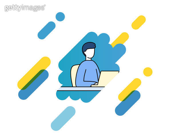 Business image of a man at his desk and right side up. 이미지 (2153193355 ...