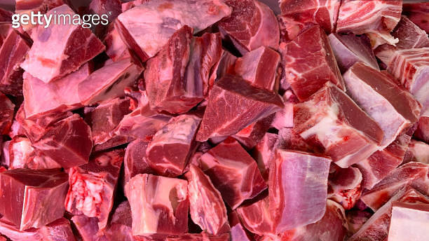 Top view of lamb meat displayed in retail store. Food concept 이미지 ...