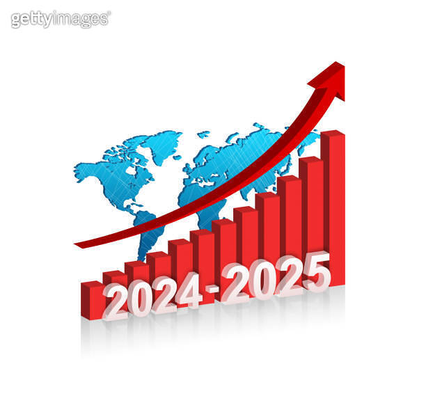 Year of 2024-2025 Growth Chart with world map isolated 이미지 (2161769760 ...