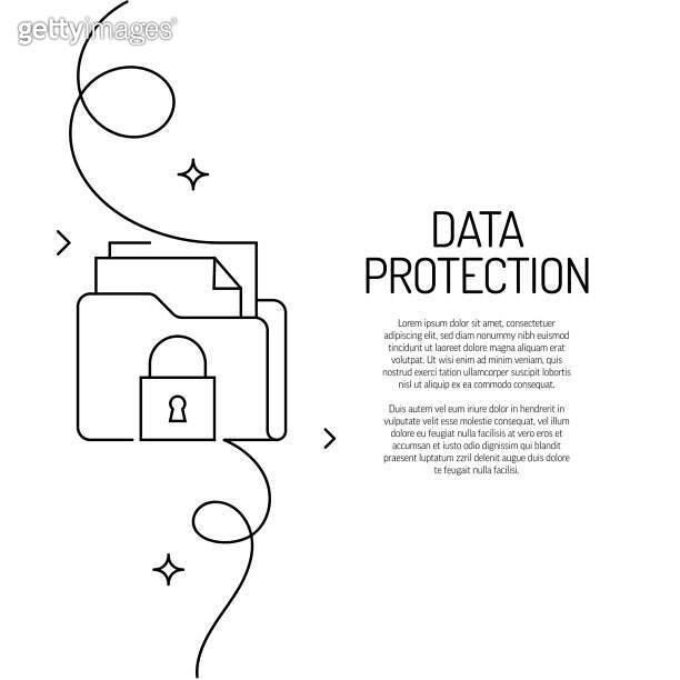 Continuous Line Drawing of Data Protection Icon. Hand Drawn Symbol ...