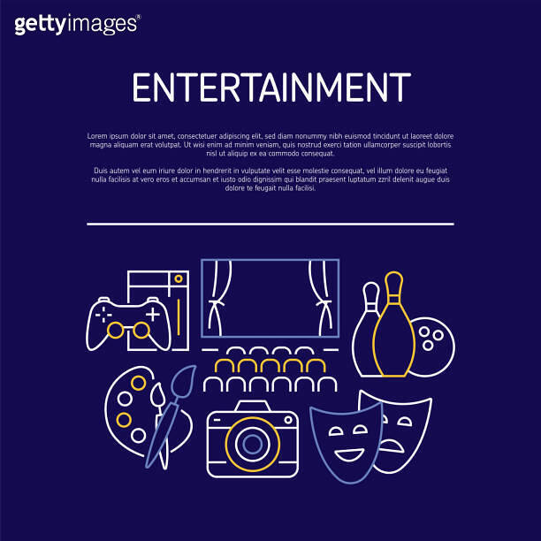 Entertainment and Hobbies Related Line Banner Design. Theater, Cinema ...