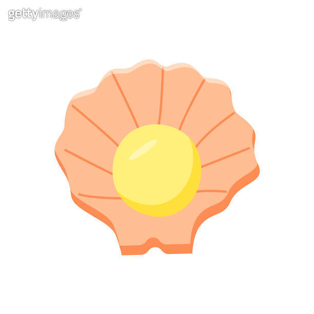 Pearl in an open shell doodle style. Vector cartoon illustration ...
